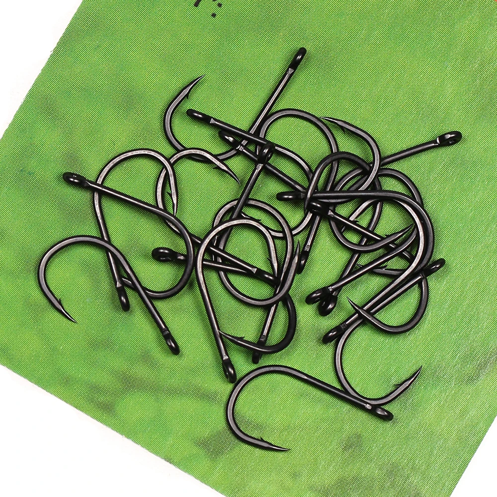ICERIO-20pcs-Matt-Black-Wide-Gap-Straight-Shank-Carp-Fishing-Hook ...