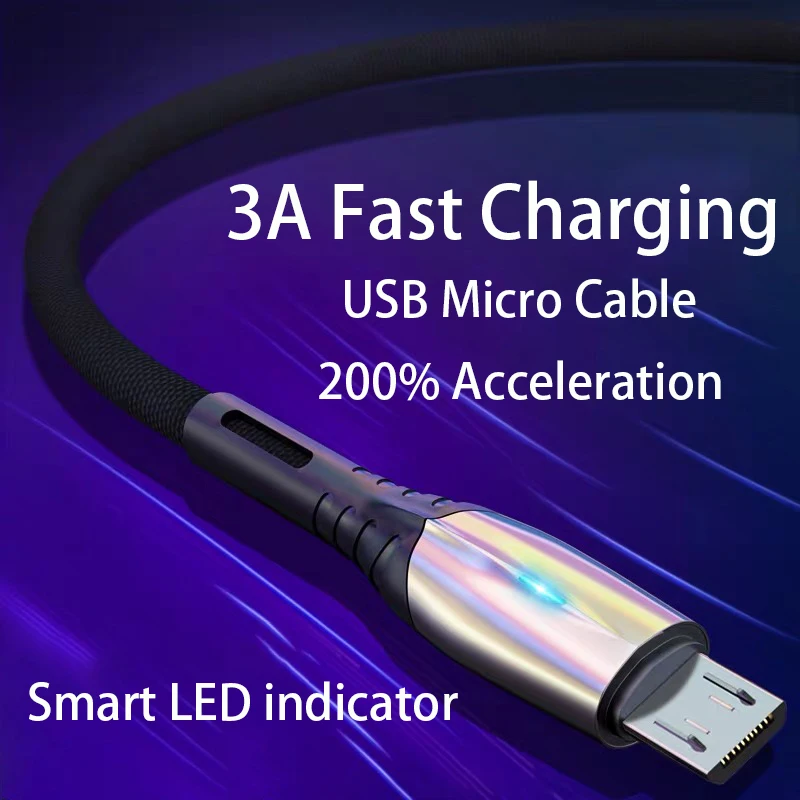 3m 3a Fast Chargin Usb Micro Cable For Samsung Xiaomi Huawei Phone ...