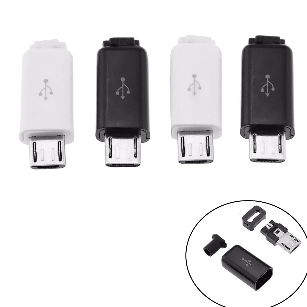 Conector macho usb 4 em 1, conector plugue preto/branco para solda ...