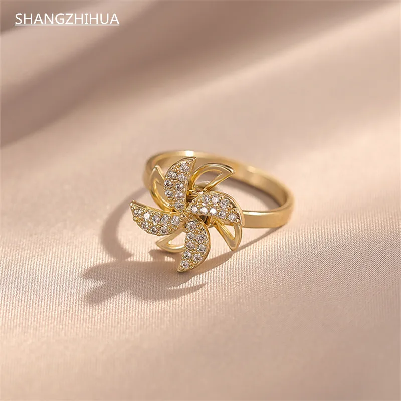 SHANGZHIHUA-Rotating-Windmill-Ring-Fashion-Luxury-Woman-s-Ring-Delicate ...