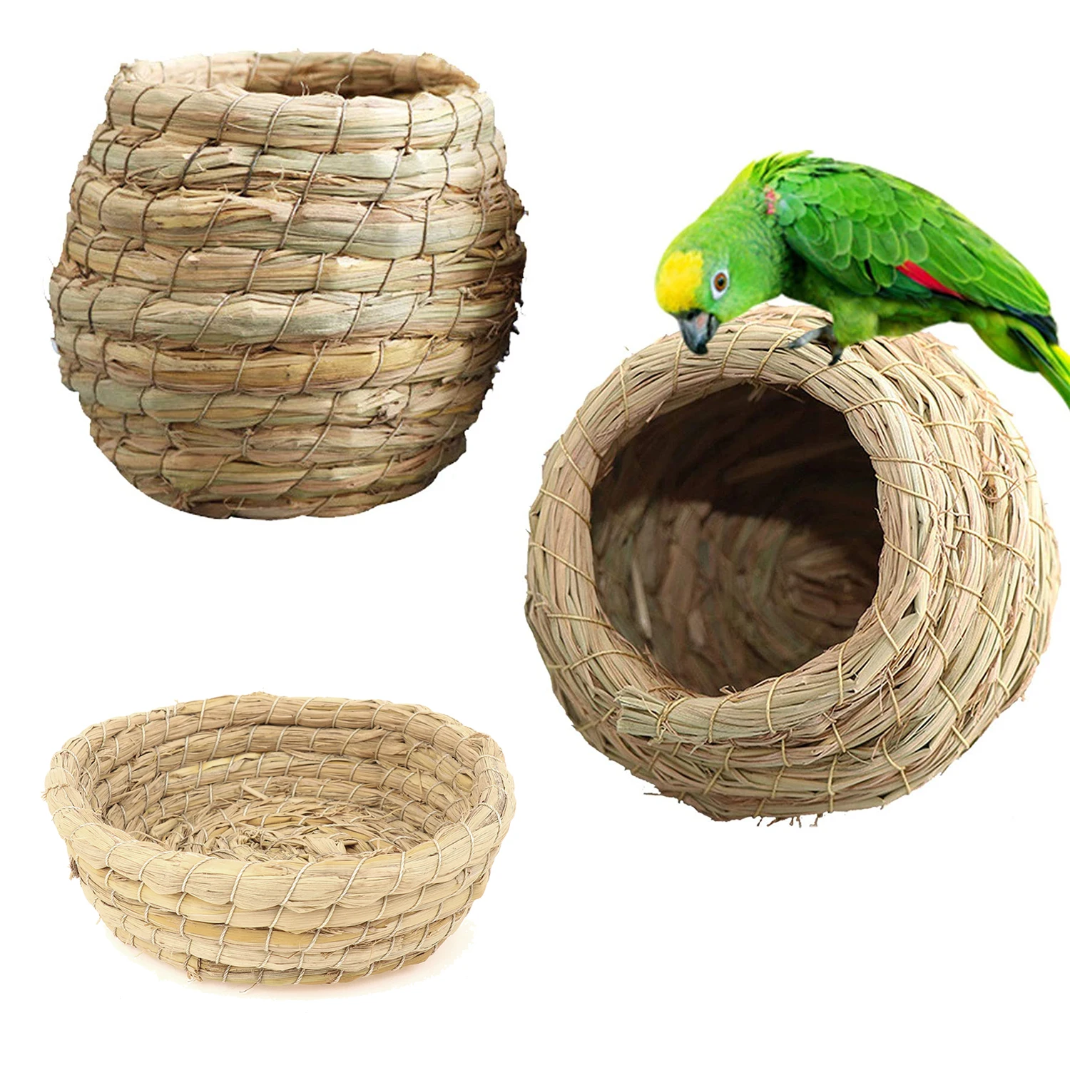 Natural Fiber Straw Bird Nest Birdcage Parrot Resting Breeding Place ...