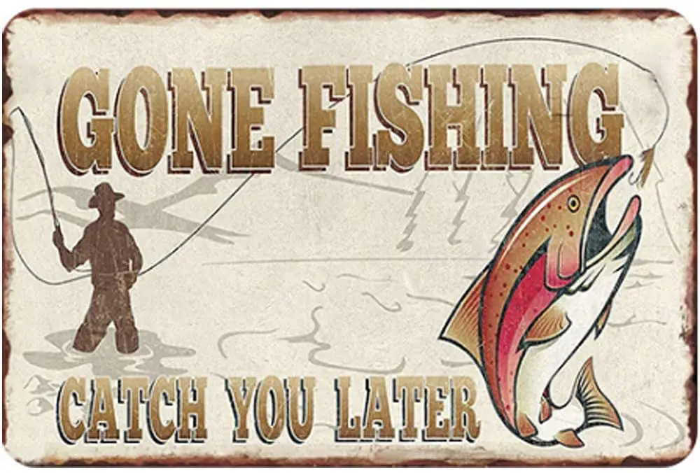 Vintage Gone Fishing Sign