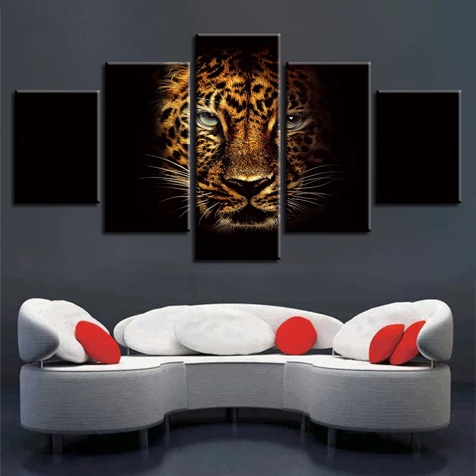 Animal Print Tigre Leão Tigre Gato Lona Pinturas Cartaz Painel 5 ...