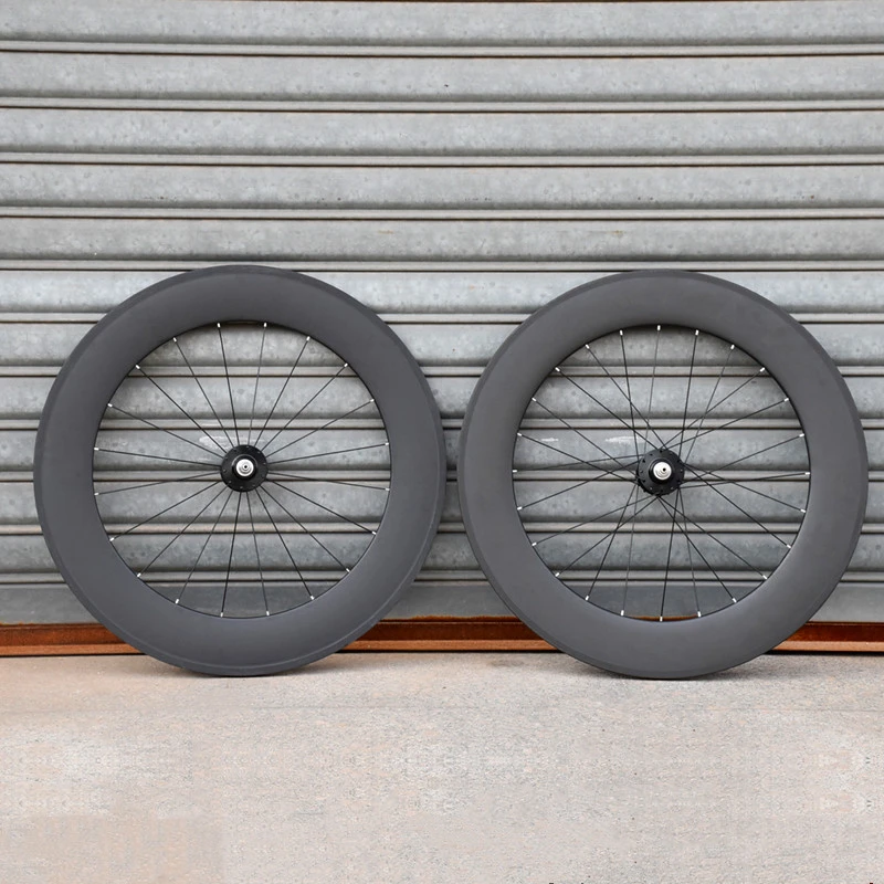700c Fixed Gear Carbon Wheelset 60/88mm Clincher Single Speed Fixie Bike Track Wheels High ...
