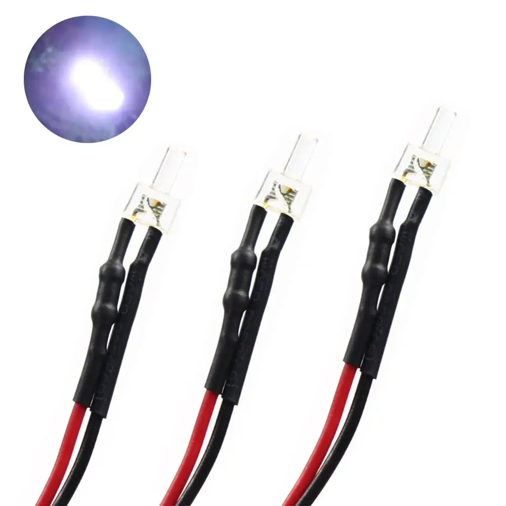 20pcs Pre Wired 2mm Bright White Led Lamp Light Set 12V 20cm Long Wire ...