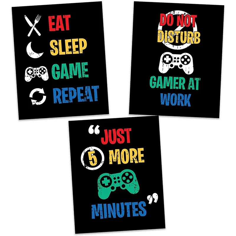 Colorful Gamer Art Print Video Game Themed Canvas Poster Pictures ...