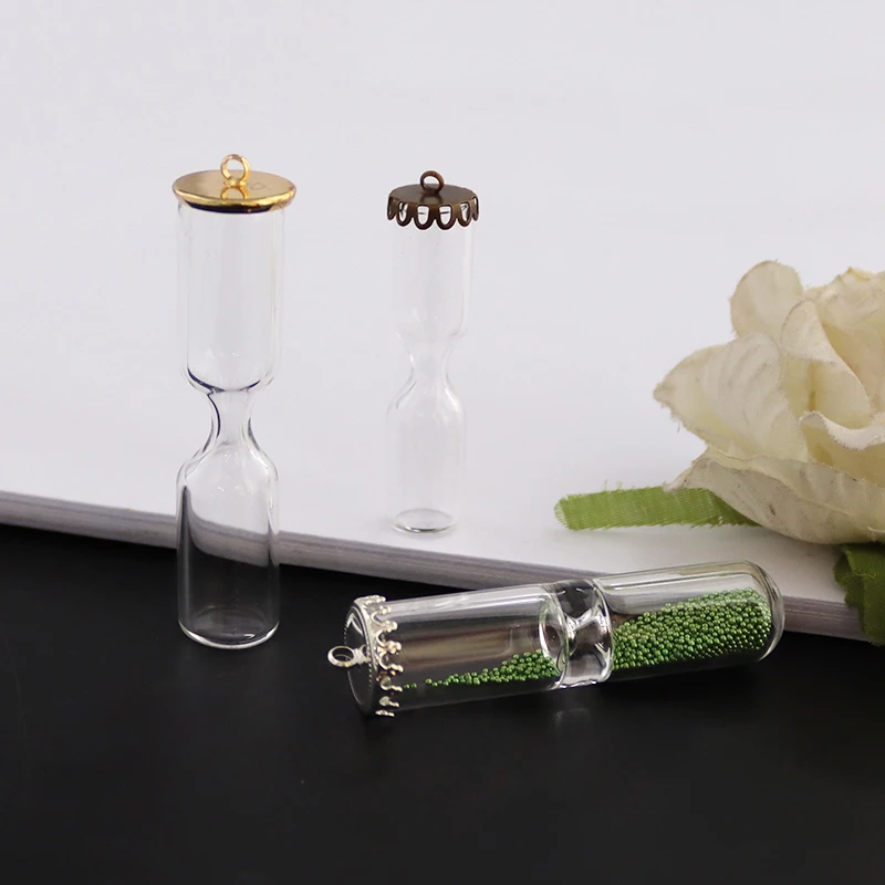 4 pieces Hourglass Shaped Small Glass Bottle Mini Sandy Clock Glass ...