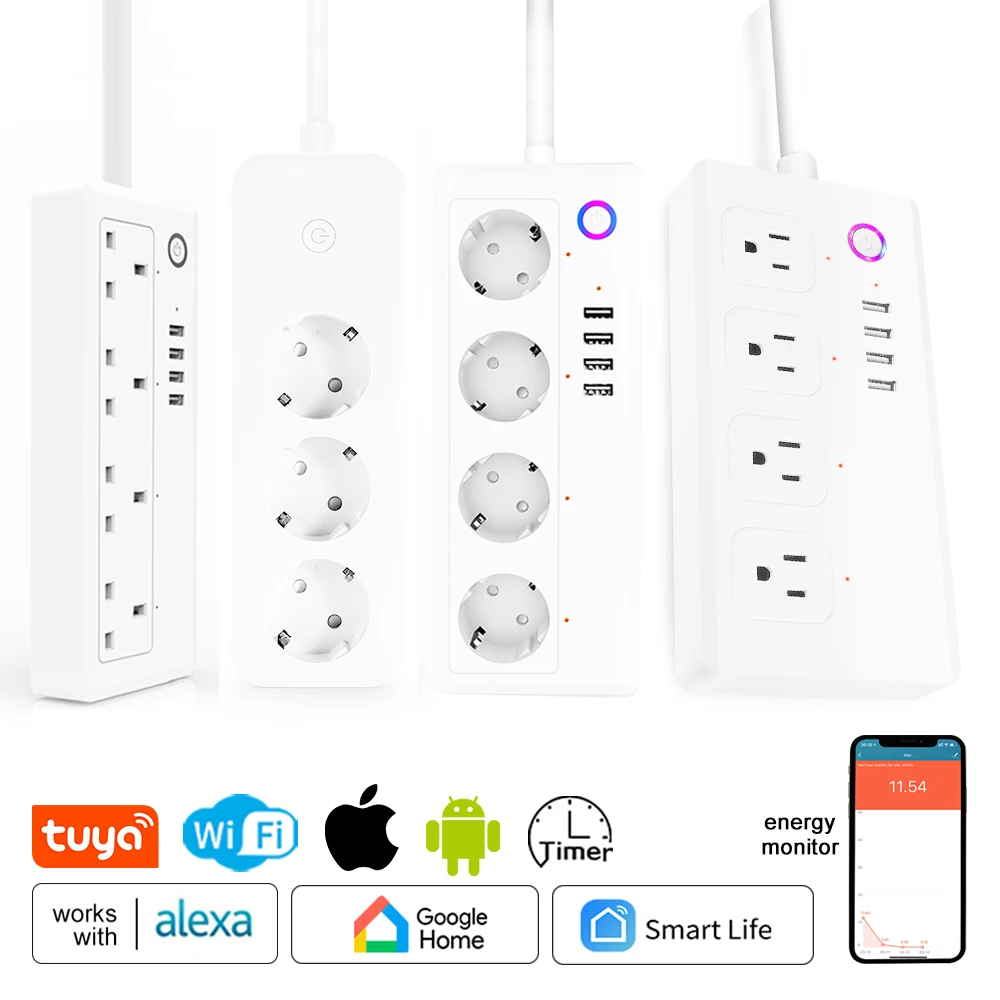 Tuya Smart smartlife Smart socket WiFi Power Strip Multi Plug With 4 ...