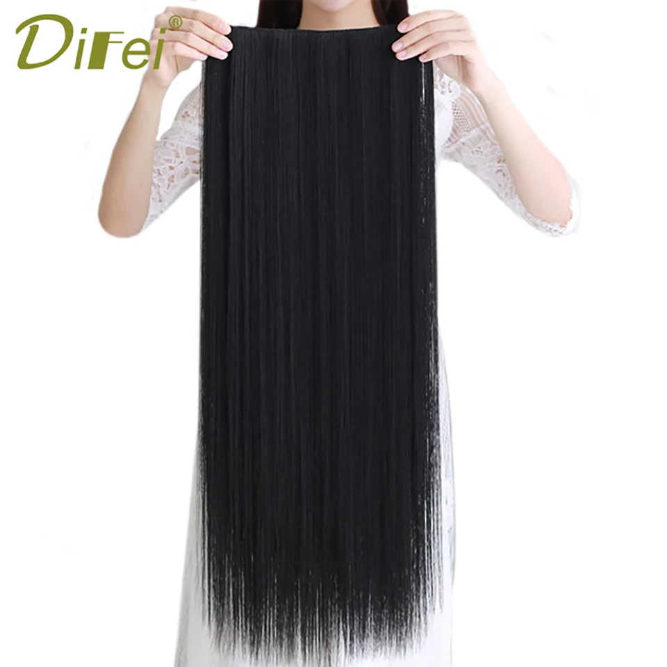 Synthetic clip on one piece hair extensions