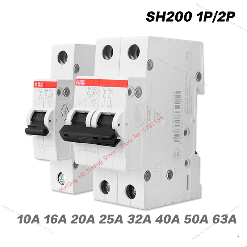 ABB-Electric-SH200-MCB-Miniature-Circuit-Breaker-Air-Switch-AC-1P-2P-C ...