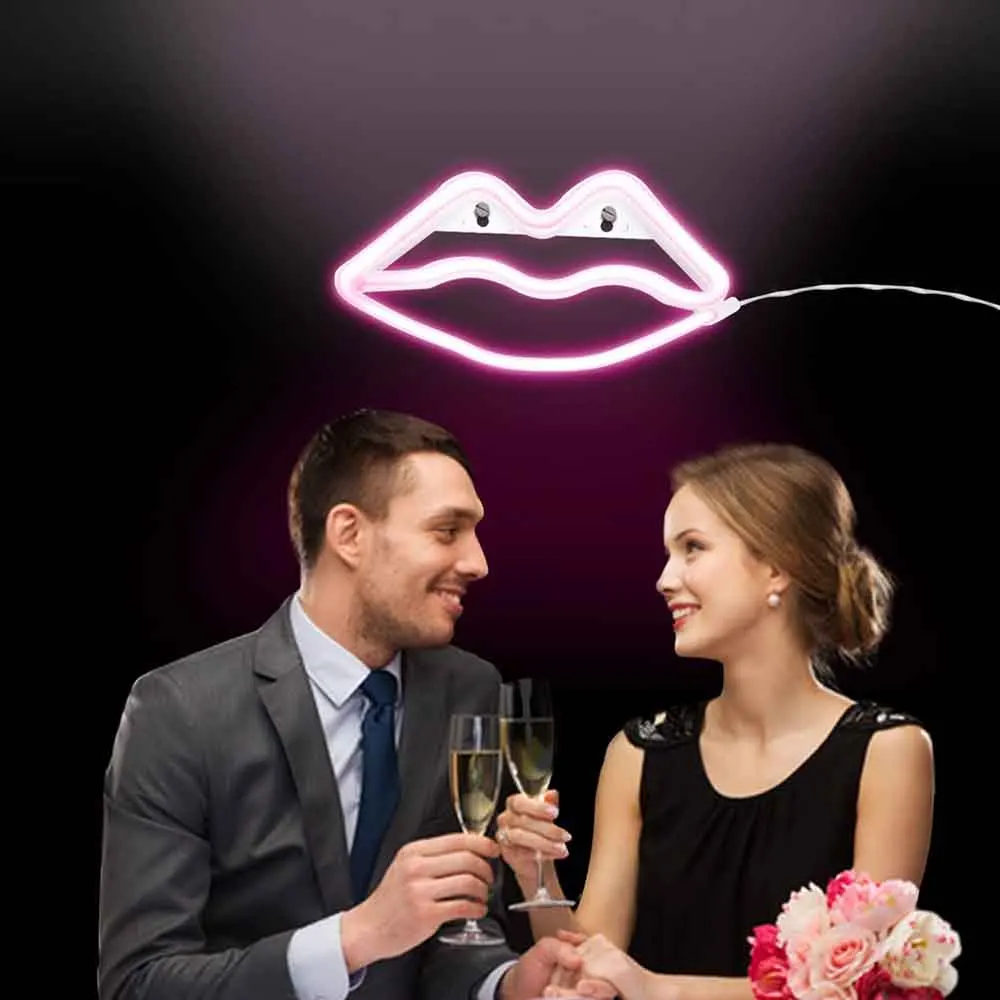 LED Wall Lips Lights Neon Sign Light Visual Artwork Bar Lamp Home Room ...