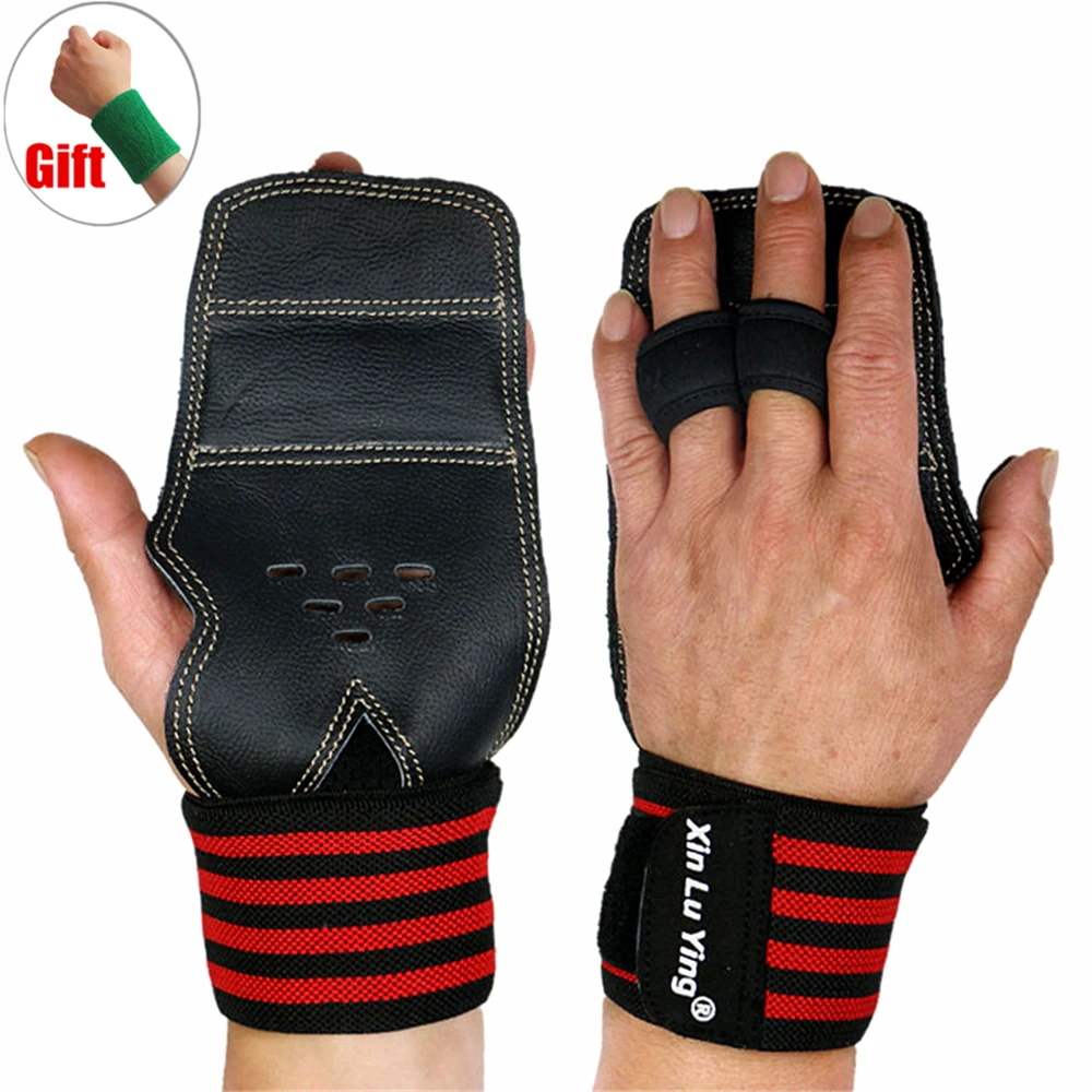 Weightlifting Leather Gloves Bodybuilding Fitness Gloves Dumbbell ...