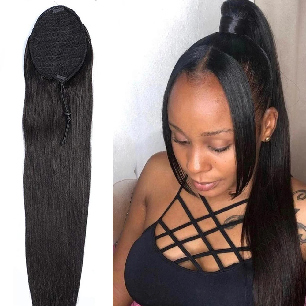 Natural human hair ponytail extensions multiple choices in 12-40inches ...