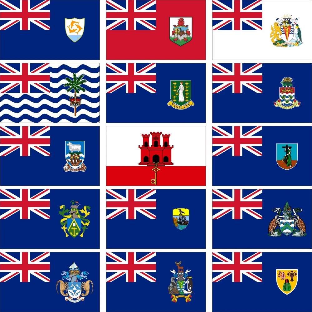 British Overseas Territory Flag Blue Background 3X5ft 90X150cm 100D ...