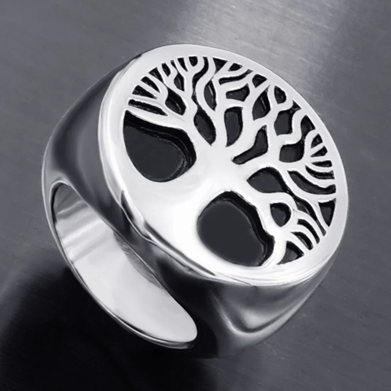 High Quality Metal Men's Gothic Vintage Tree of Life Signet Ring|Rings ...