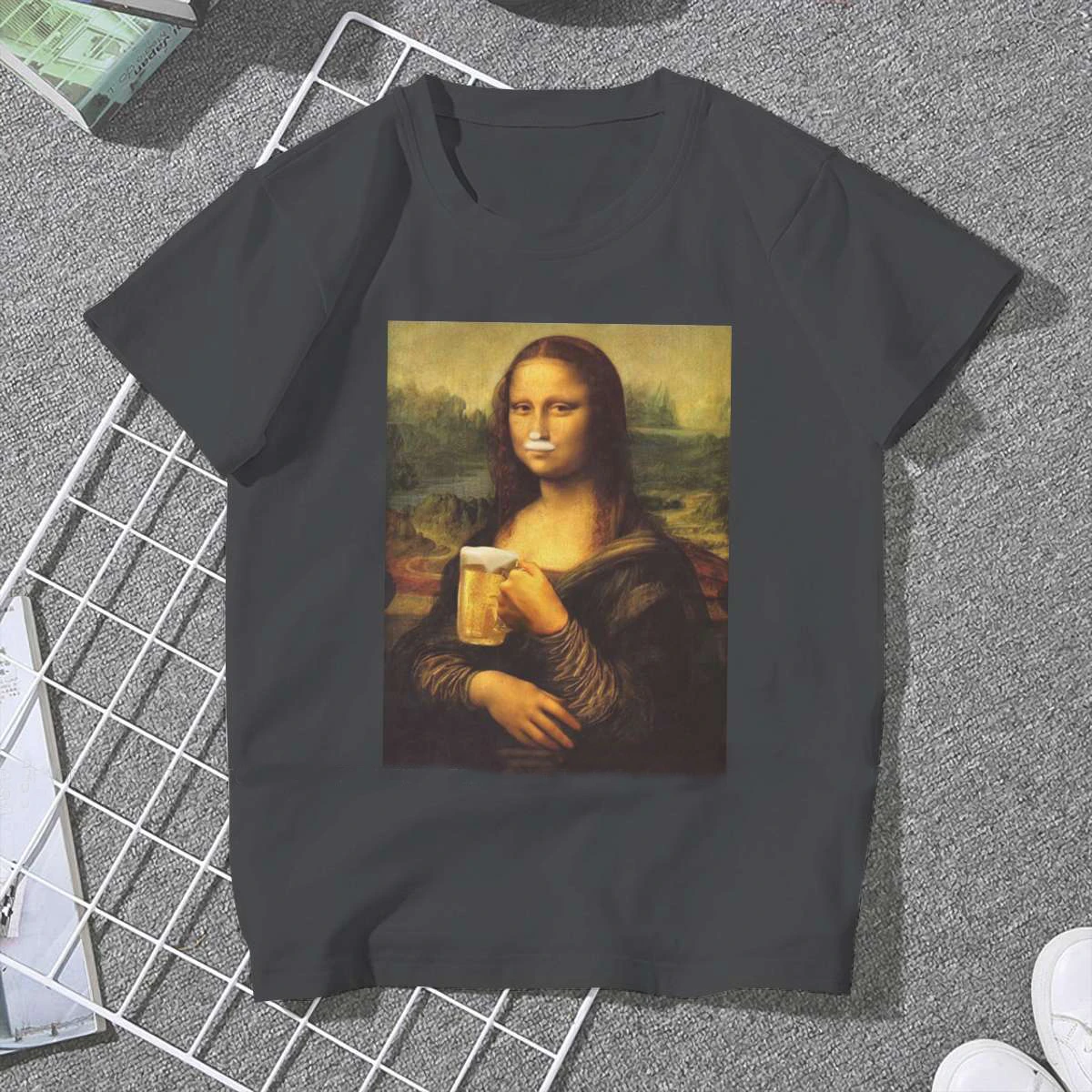 Mona Lisa Dinking Women Clothing Beer Lover Gift Graphic Men Tshirts ...