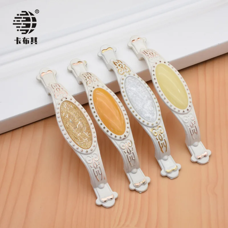 Gold Lines Jade Handle Vintage Cabinet Door Handle European Style ...