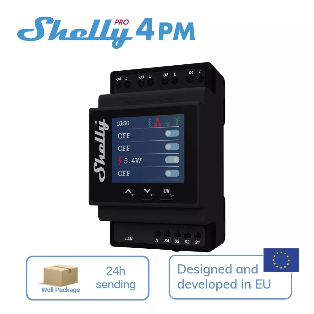 Shelly Pro 4pm Four Channels Relay Lan Wifi Switch Suitable For Home ...