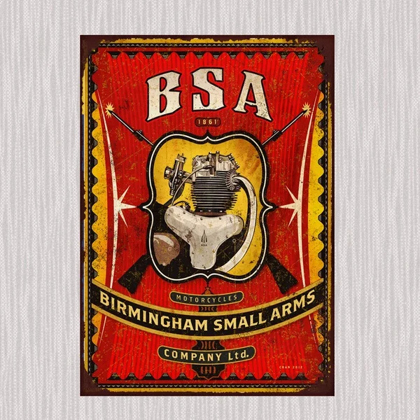 BSA Motorcycle Company Retro Vintage Tin Sign Metal Sign Metal Poster ...
