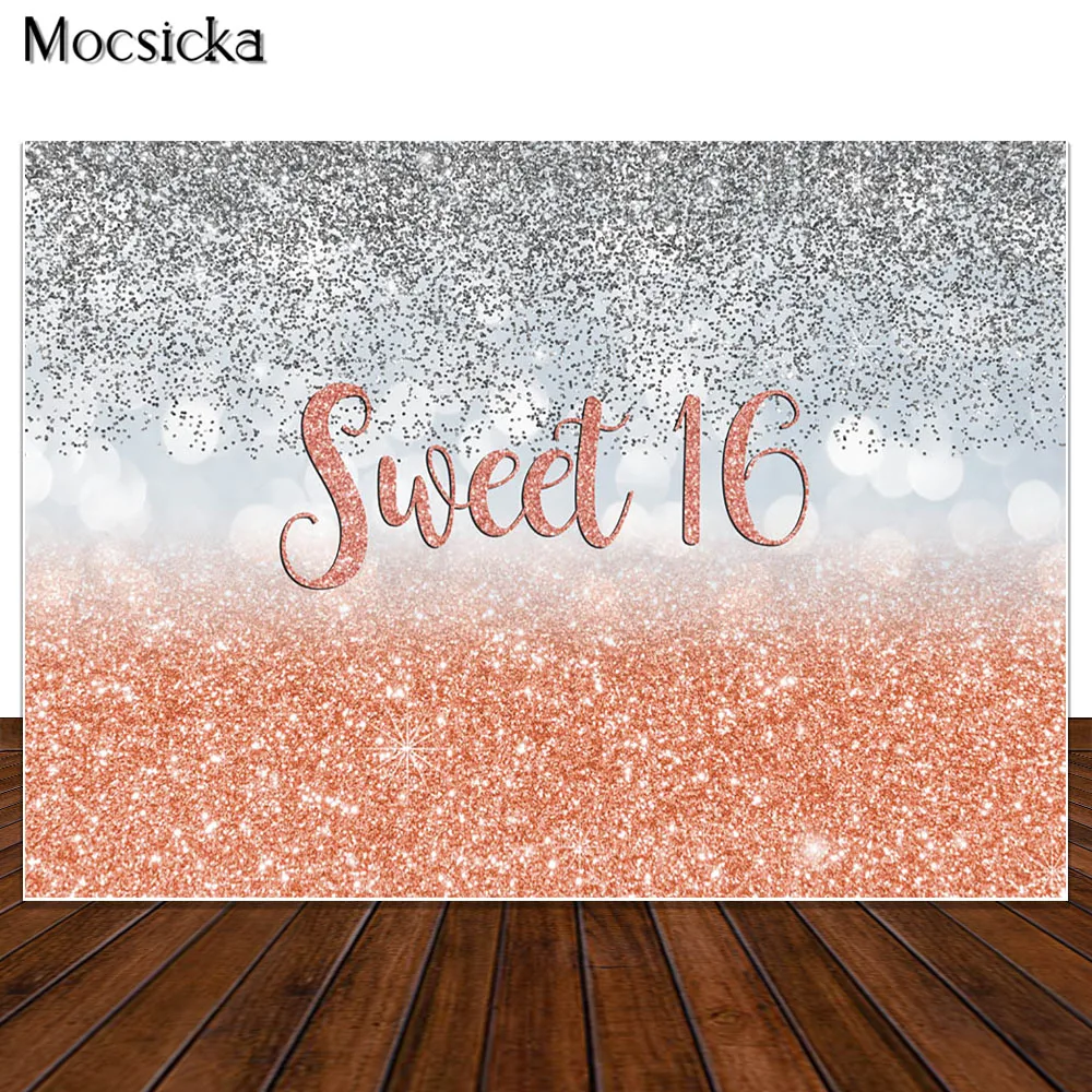 Sweet-16-Birthday-Photography-Background-for-Silver-and-Rose-Gold ...