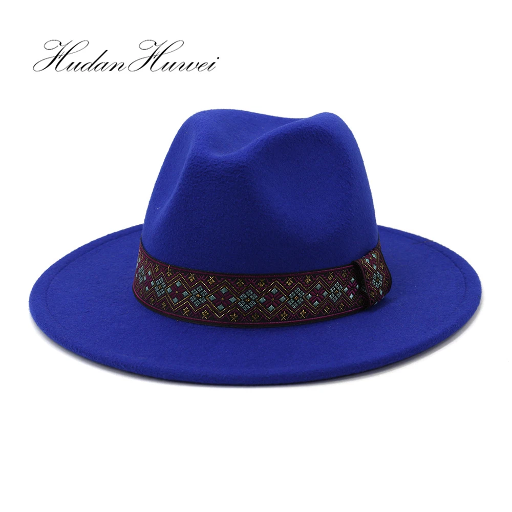 Fedora de fieltro de lana con ala ancha para hombre y mujer, sombrero ...