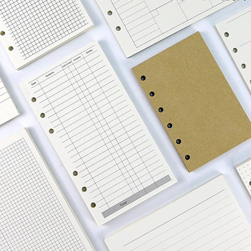 filler papers refill planner A5 A6 A7 Ivory White Standard 6-hole Inner ...