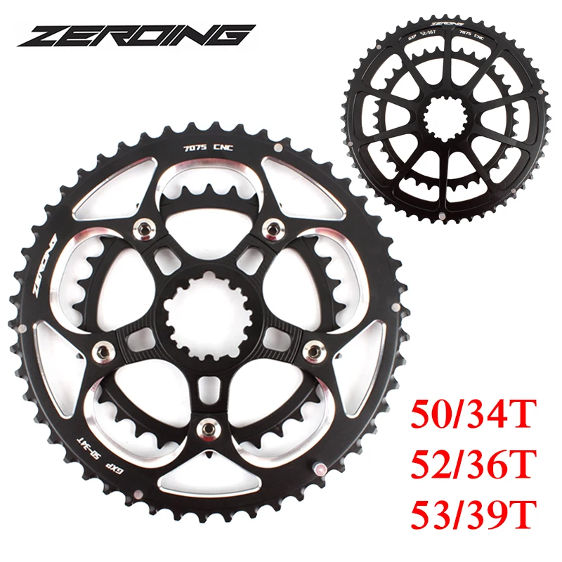 ZEROING Road Bike Chainring 50/34T 52/36T chainwheel 53/39T 9/10/11/12 ...
