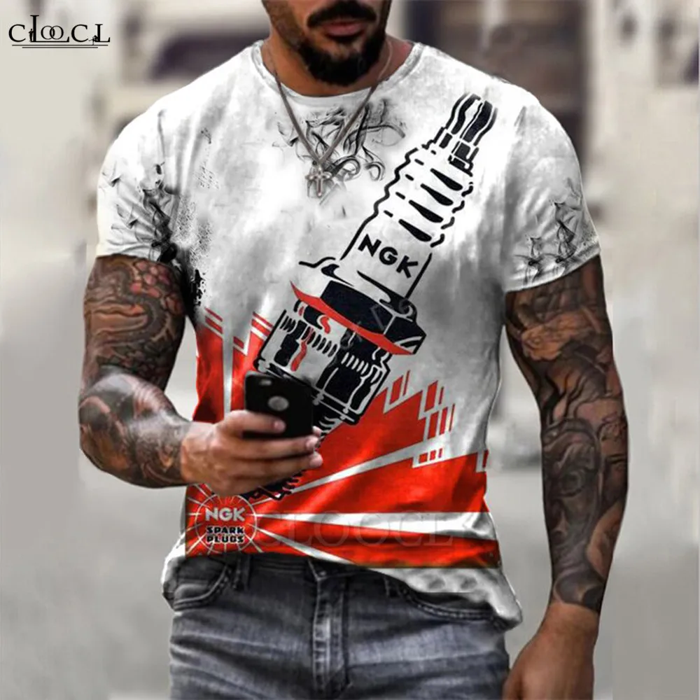 HX Men T-shirts 3D Graphics NGK Spark Plugs Pullovers Fashion Casual ...