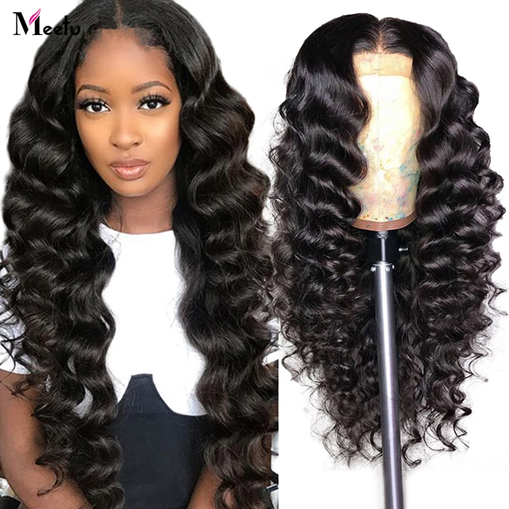 Cheap Loose Deep Wave Lace Front Wig Human Hair Wigs 150% Density Meetu ...
