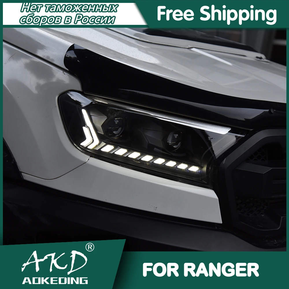 For Ford Ranger Headlights 2016-2020 Drl Day Running Light Led Bi Xenon ...