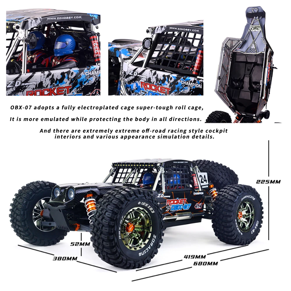 ZD RACING DBX-07 1/7 80km / h Desert Truck 4WD Off-road Buggy 6S ...
