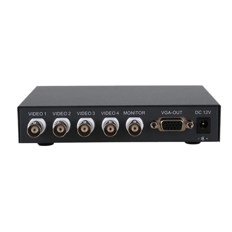 VGA 4CH Color CCTV Security Camera Video Processor Quad Splitter Remote ...