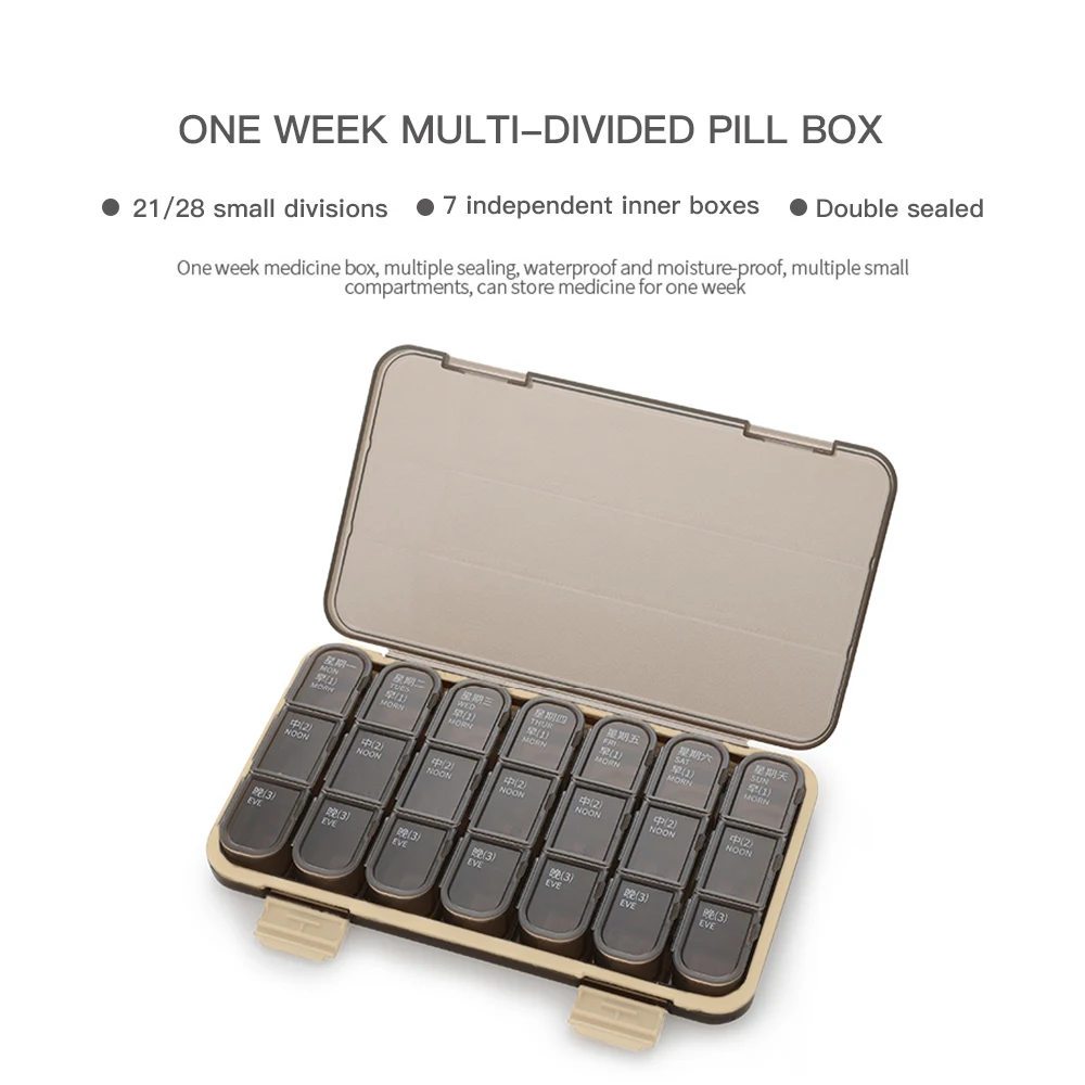 21/28 Grids Medicine Pills Boxes for Tablets 7 Days Travel Storage ...