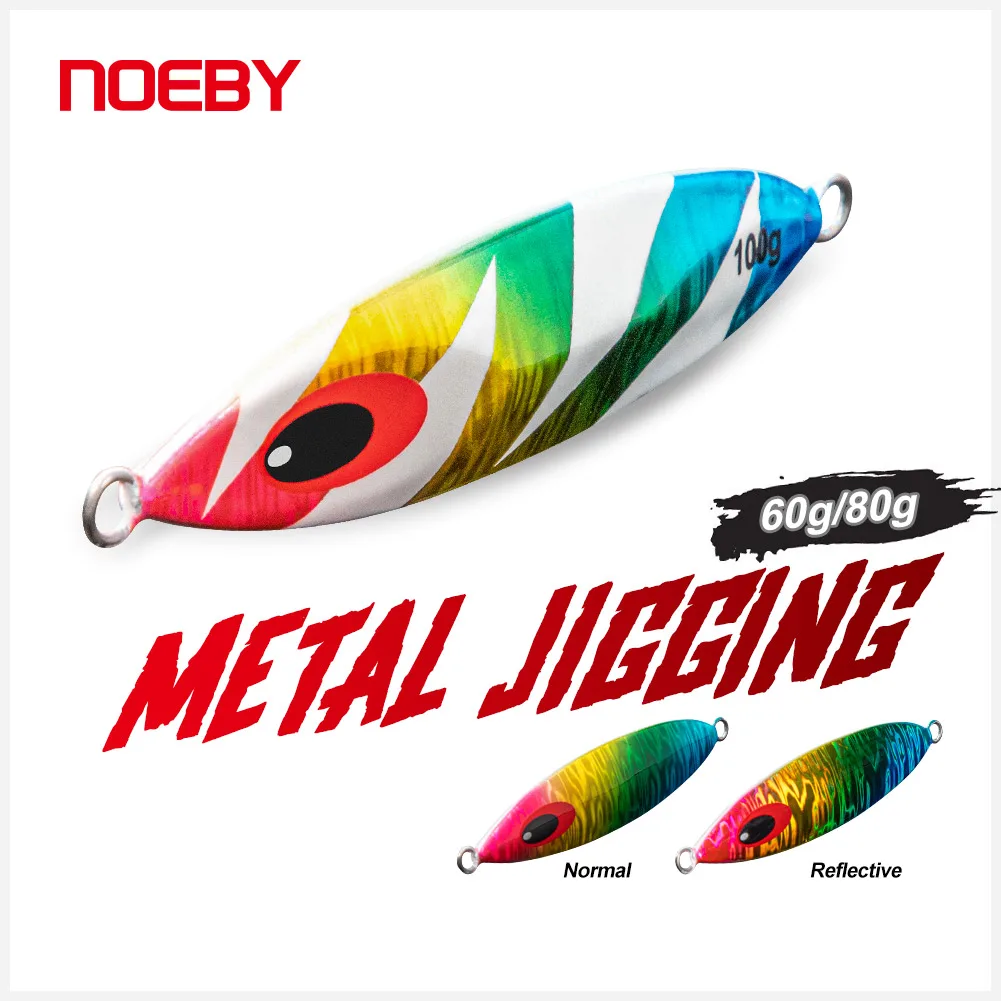 NOEBY Slow Jigging Metal Jig Lure 60g 80g Shore Jigging Casting Spoon Artificial Hard Bait for ...