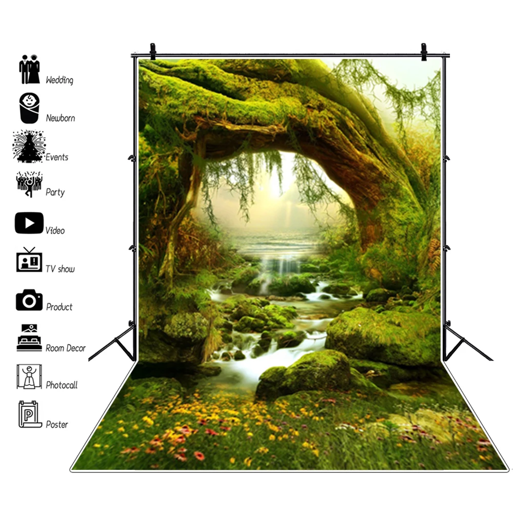 Wonderland Photozone Fairytale Forest Tree Stone Waterflow Grass ...