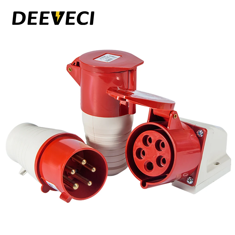 3P 4P 5P Waterproof Industrial Aviation Plug and Socket 16A 32A ...