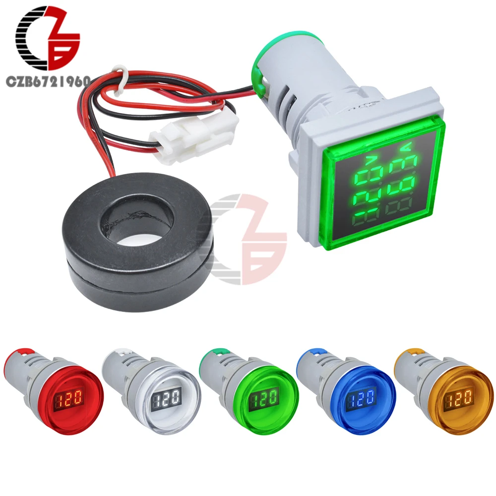 110V-220V-AC-Digital-Voltmeter-Ammeter-50-500V-0-100A-Square-Round ...