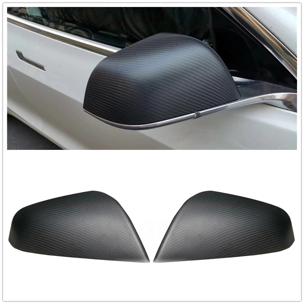 Matte-Carbon-Fiber-Mirror-Cover-For-Tesla-Model-3-2017-2023-Car ...