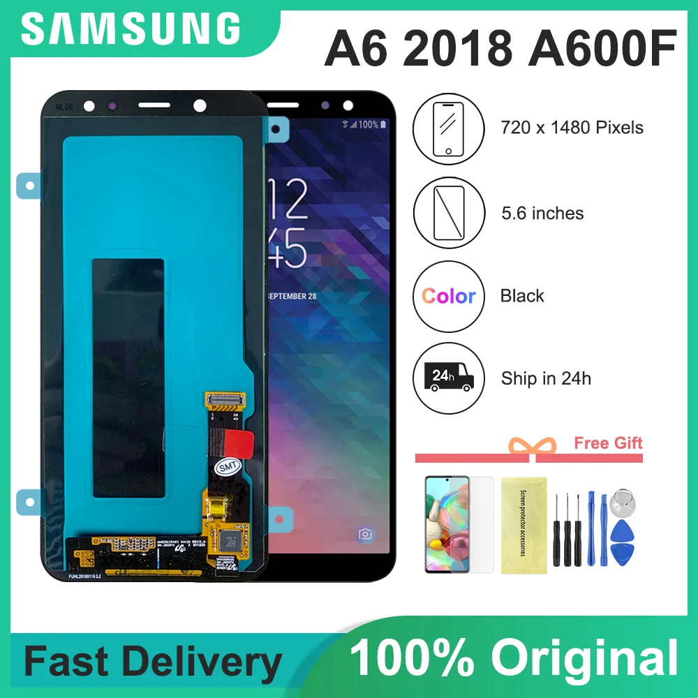 오리지널 삼성 갤럭시 A6 2018 A600 LCD 디스플레이 모듈 + 터치 스크린 디지타이저 센서 어셈블리, A600F ...