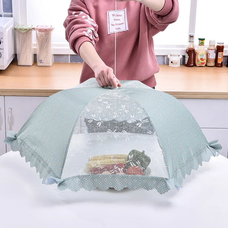 Foldable Food Cover Lace Mesh Vegetable Cover Dustproof Rice Umbrella Style Anti Fly Mosquito ...