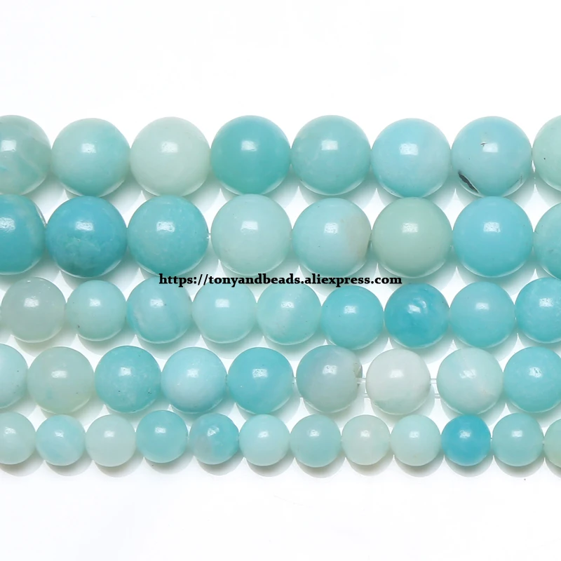 New Arrival Light Blue Amazonite Gem Beads 15" Strand 4 6 8 10 12mm ...
