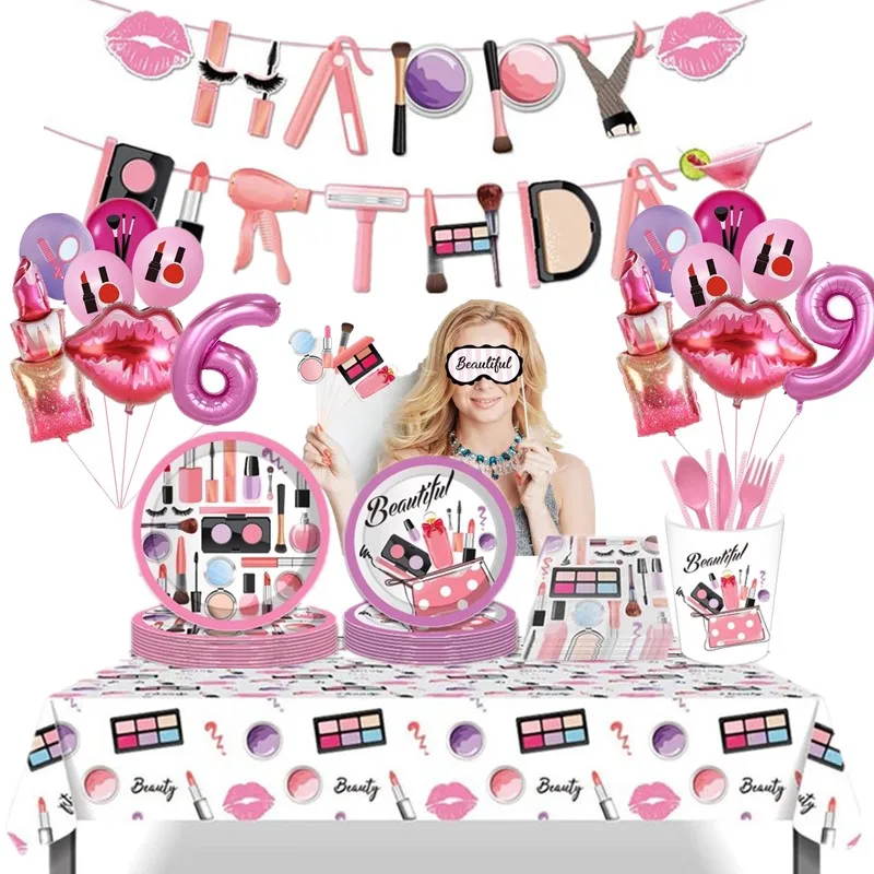 Spa-Makeup-Party-Tableware-Set-Girls-Birthday-Party-Decoration ...