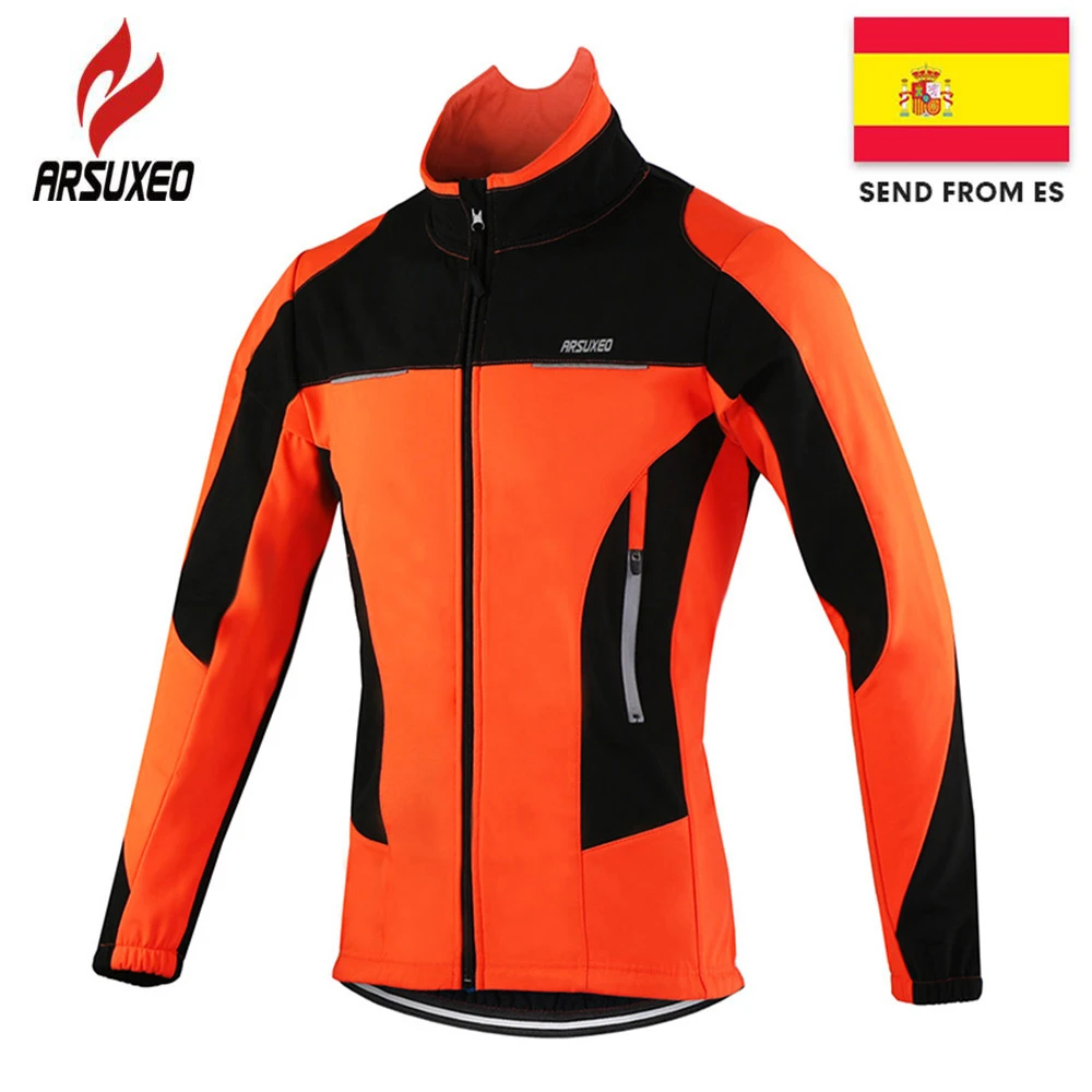 Arsuxeo Fleece Thermal Cycling Jacket Autumn Winter Warm Up Bicycle ...