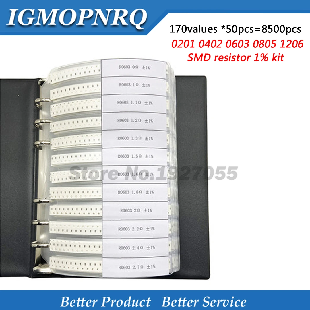170values-50pcs-8500pcs-0201-0402-0603-0805-1206-SMD-resistor-1-0R-10M ...
