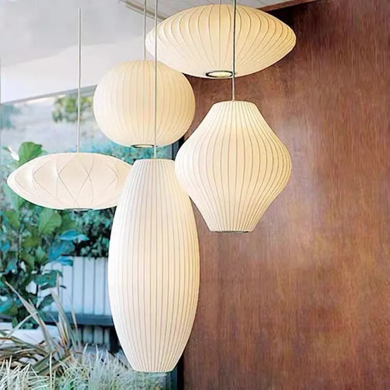 Japanese-pendant-light-white-design-minimalist-lamp-Silk-Cloth-Light ...