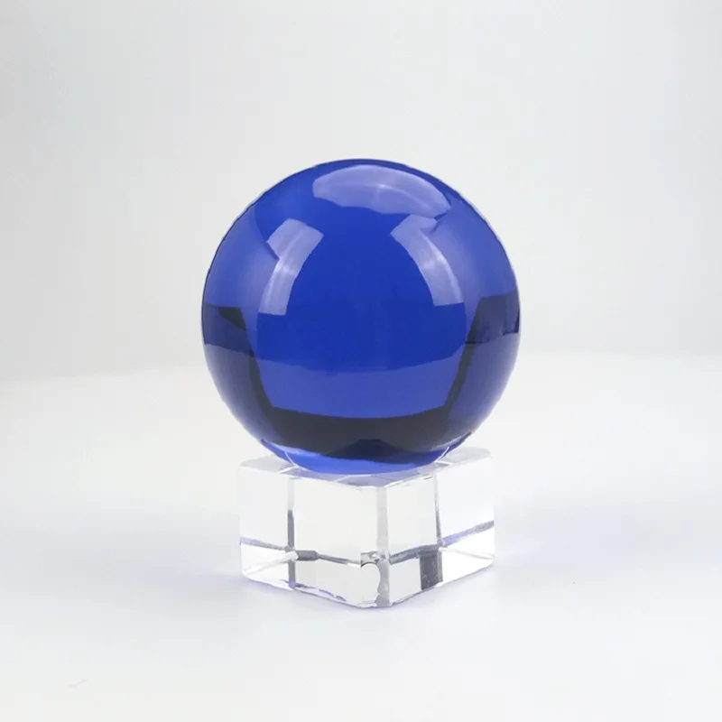 Hot Sale K9 Dark Blue Crystal Ball+Crystal Stand Glass Sphere For Home ...