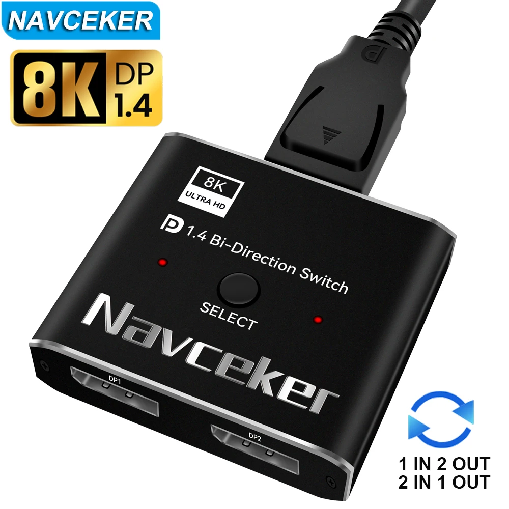 2023 Displayport 1.4 Switch 8K Displayport Bi-direction splitter ...