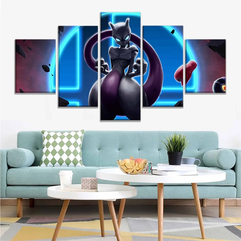 Pokemon Mewtwo Painting Canvas Wall Art Poster - KawaiiMerch.com