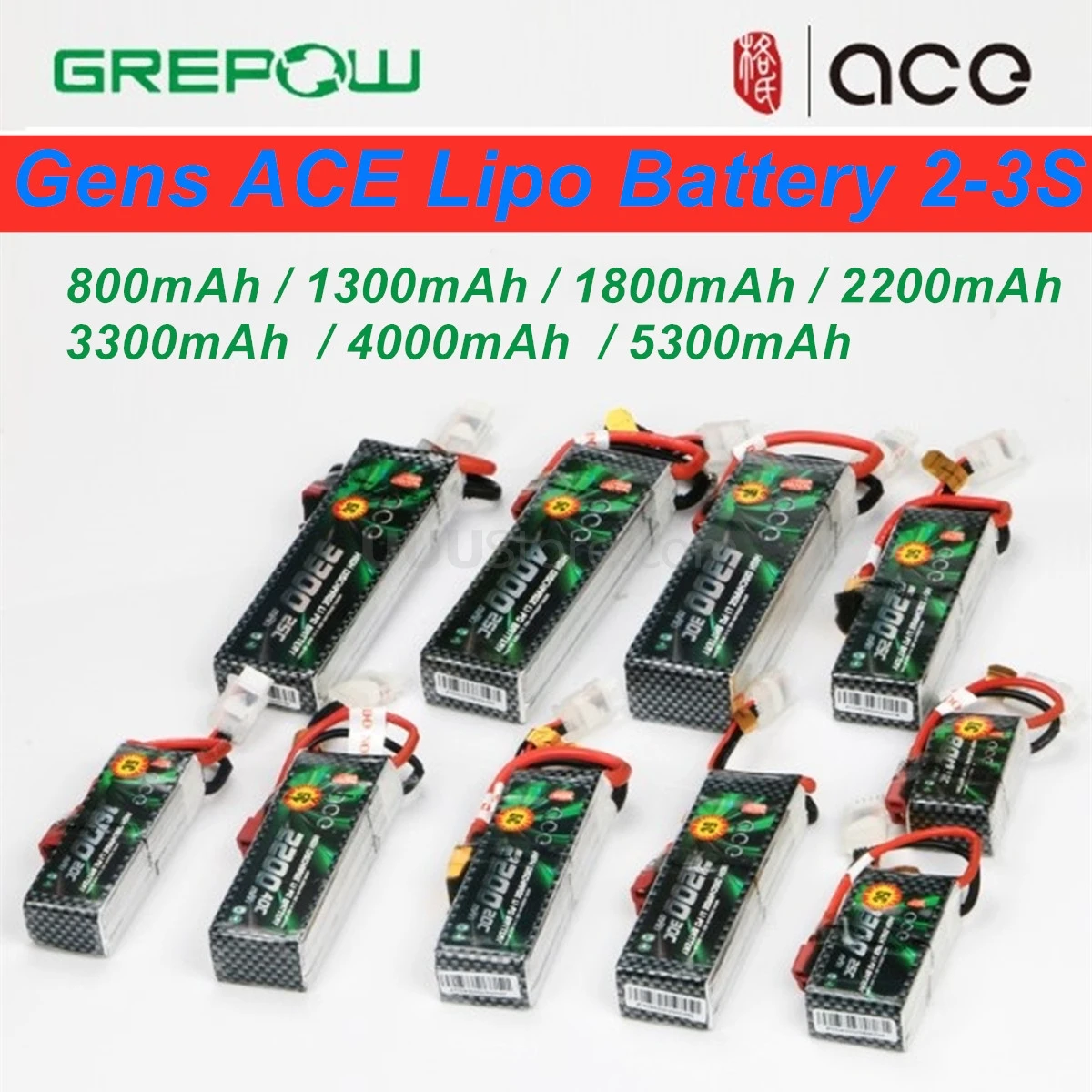 Gens ACE Lipo Battery 2-3S 7.4V-11.1V 800mAh 1300mAh 1800mAh 2200mAh ...