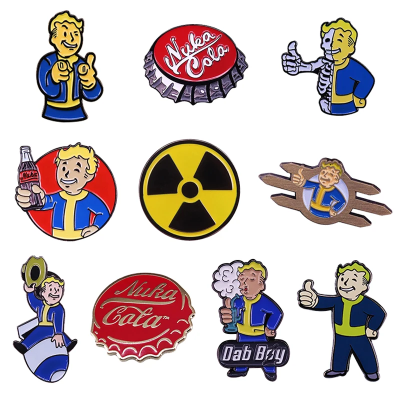 Fallout Vault Boy And Nuka Cola Pin Skull Thumbs-up Radioactive Symbol ...